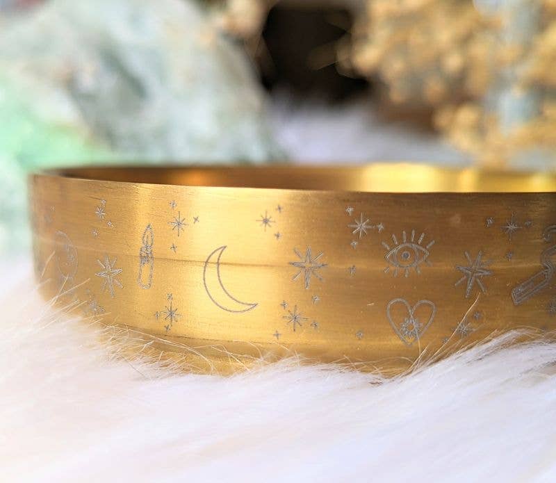 Brass Altar Bowl Celestial Mystical Ritual Altar Moon Incens